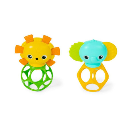 Set de 2 hochets Lion et Elephant OBALL : Comparateur, Avis, Prix