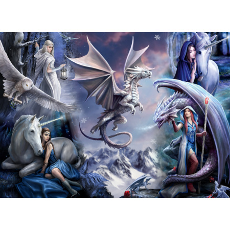 Puzzle Anne Stokes - Silver Dragon Collage BLUEBIRD PUZZLE ...