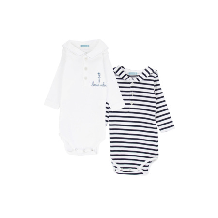 Lot de bodies 2 "Brendan" Baby - Blanc/Navire ARMOR-LUX : Comparateur ...